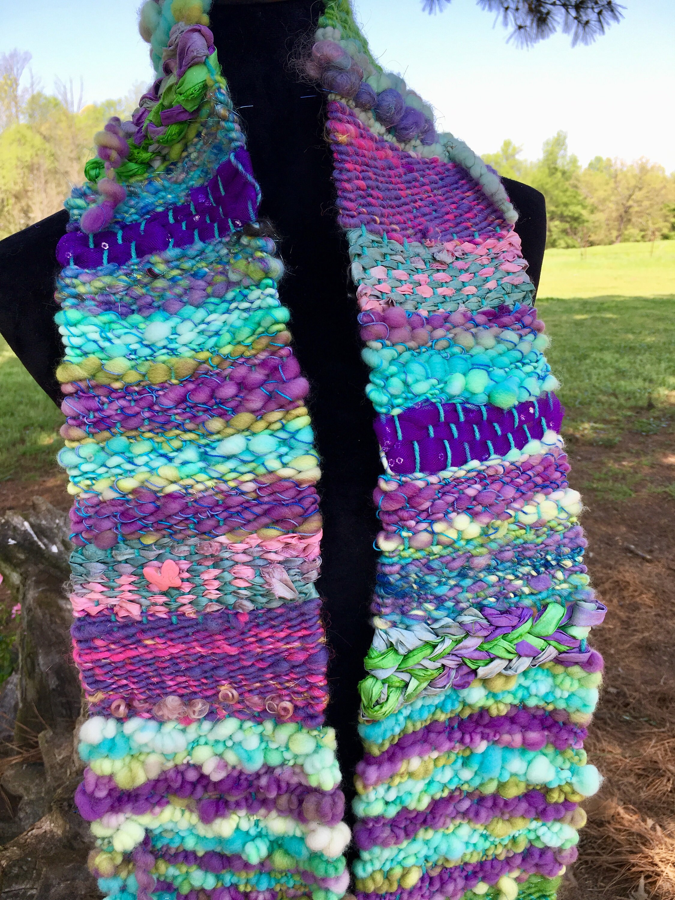 Handwoven Handspun Wool Scarf - Mermaid - Etsy