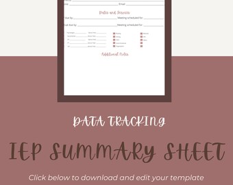 Iep Summary Sheet - Etsy