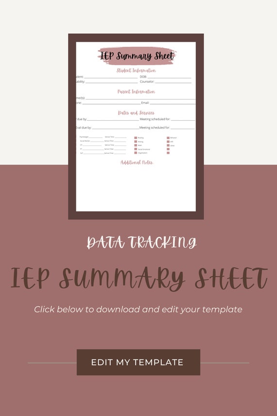 IEP Summary Sheet - Etsy
