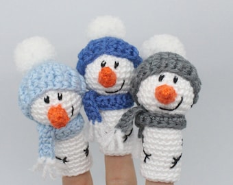 Snowman Finger Puppet Set Felt Finger Puppets for Kids Handmade Finger ...