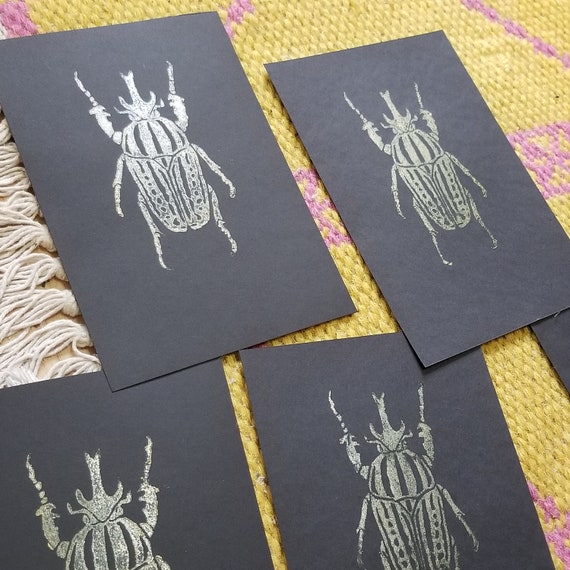 Eupoecila australasiae Handmade Linocut print beetle - Original Art ...