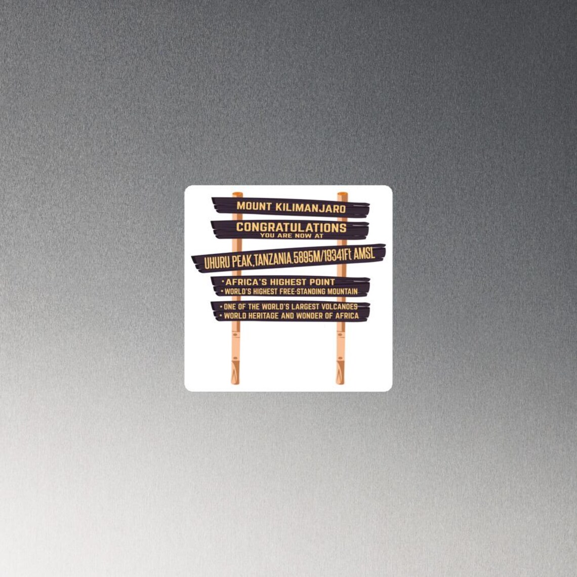 Kilimanjaro Summit Sign Sticker | Mount Kilimanjaro Uhuru Peak Magnet ...