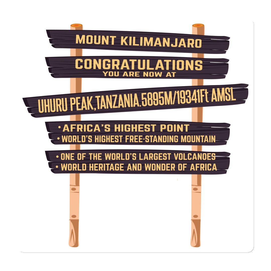 Kilimanjaro Summit Sign Sticker | Mount Kilimanjaro Uhuru Peak Magnet ...