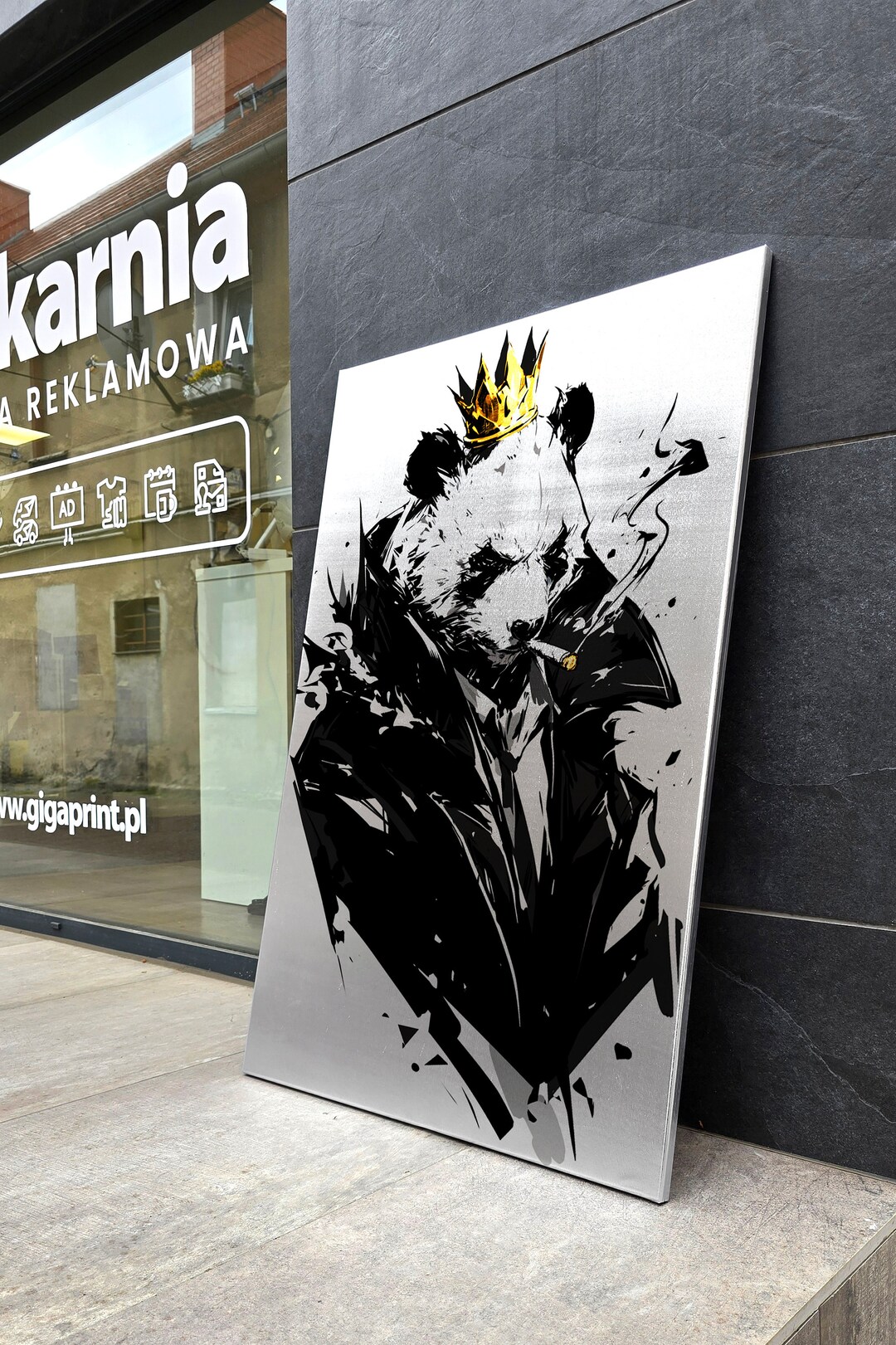 Cool Panda King Silver Canvas Print, Panda Golden Crown, Panda Canvas ...