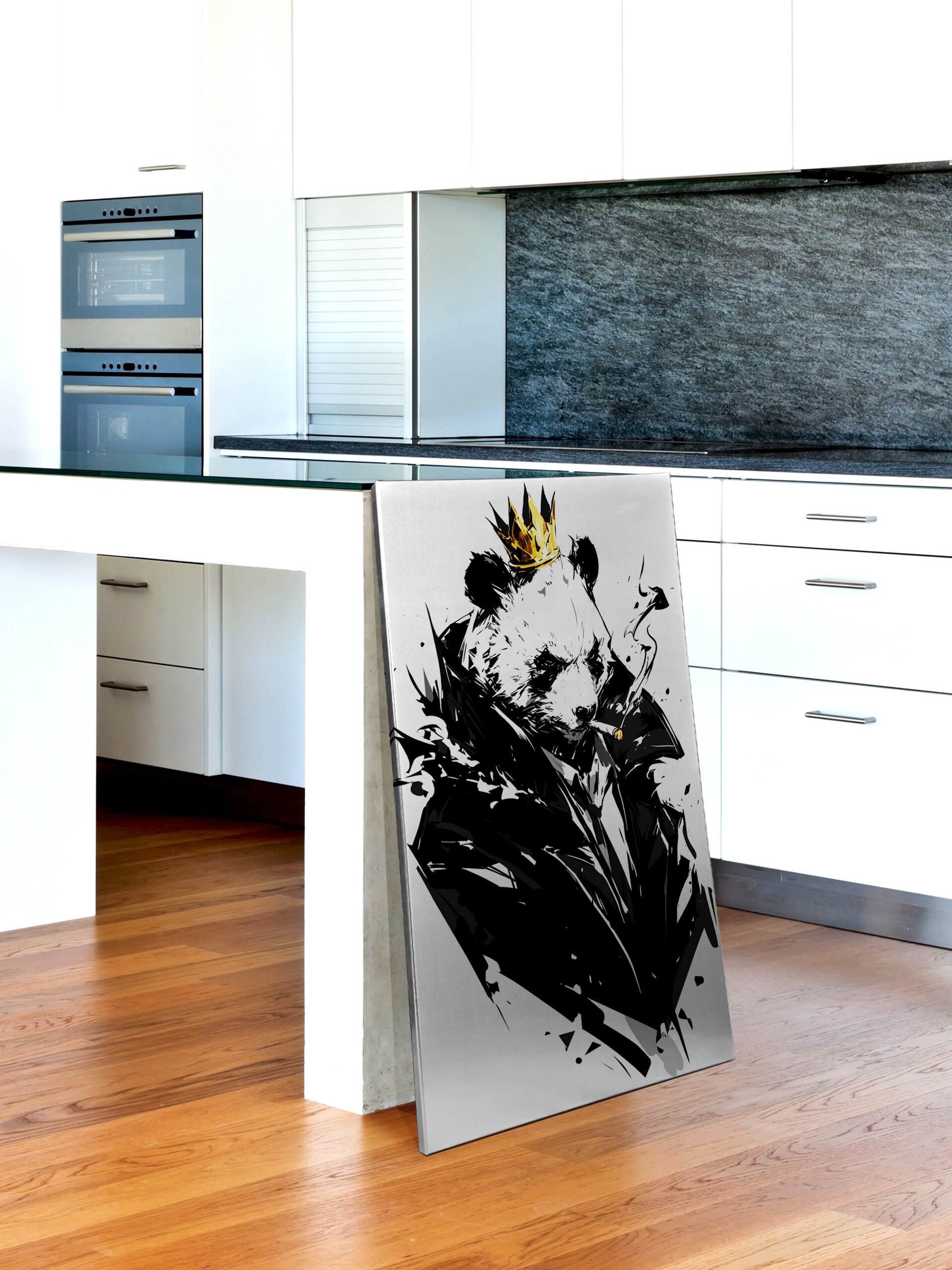 Cool Panda King Silver Canvas Print, Panda Golden Crown, Panda Canvas ...