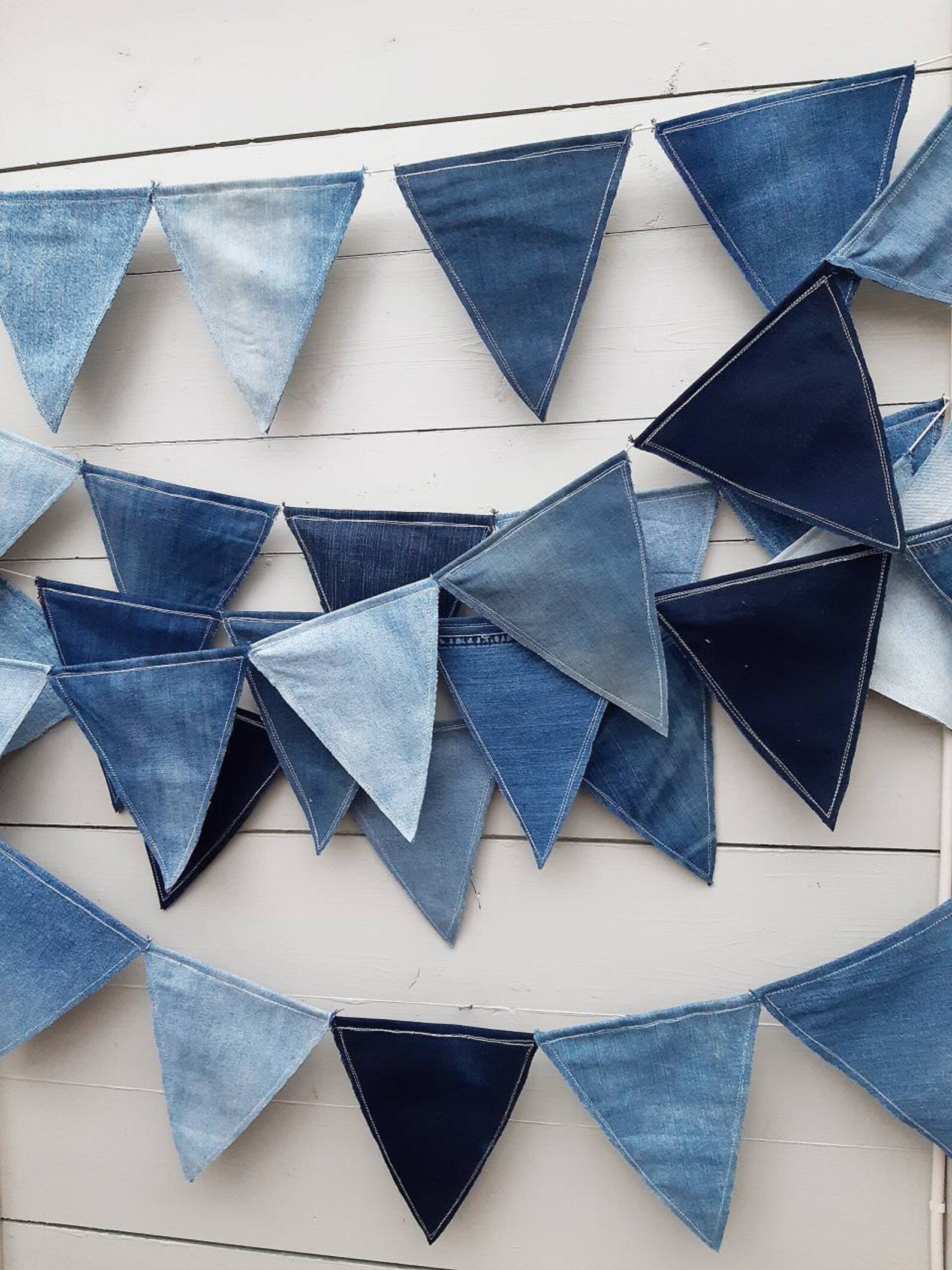 Denim Flag Garland, Rustic Home Decor, Holiday Decor, Kid Room Decor - Etsy