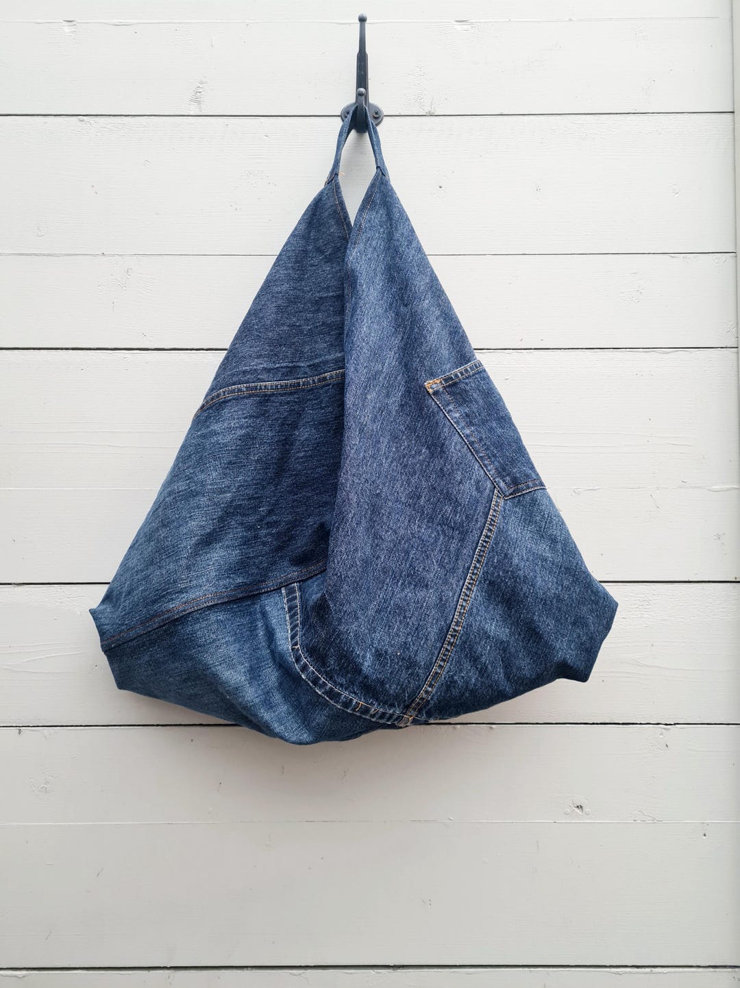Denim Origami Bag, Upcycled Jeans Bag, Japanese Market Bag - Etsy