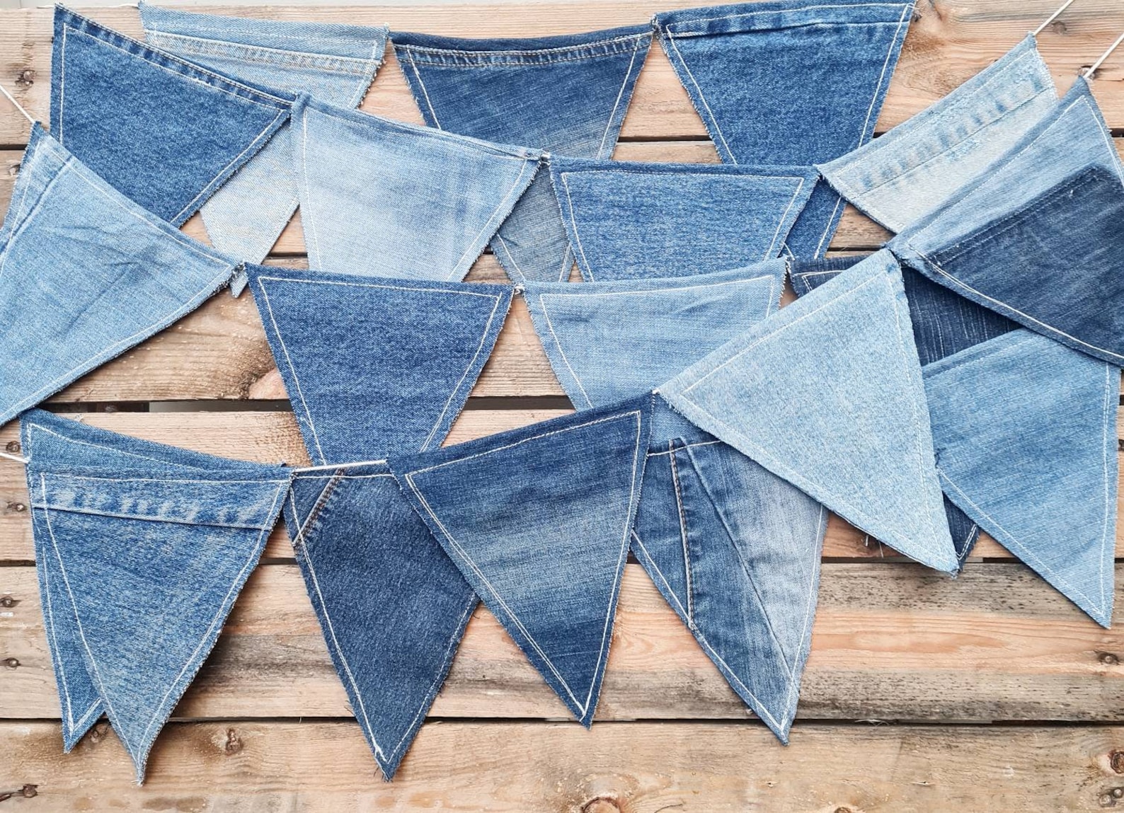Denim Flag Garland, Rustic Home Decor, Holiday Decor, Kid Room Decor - Etsy
