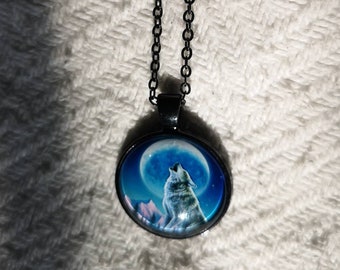 Blue Wolf Pendant | Etsy