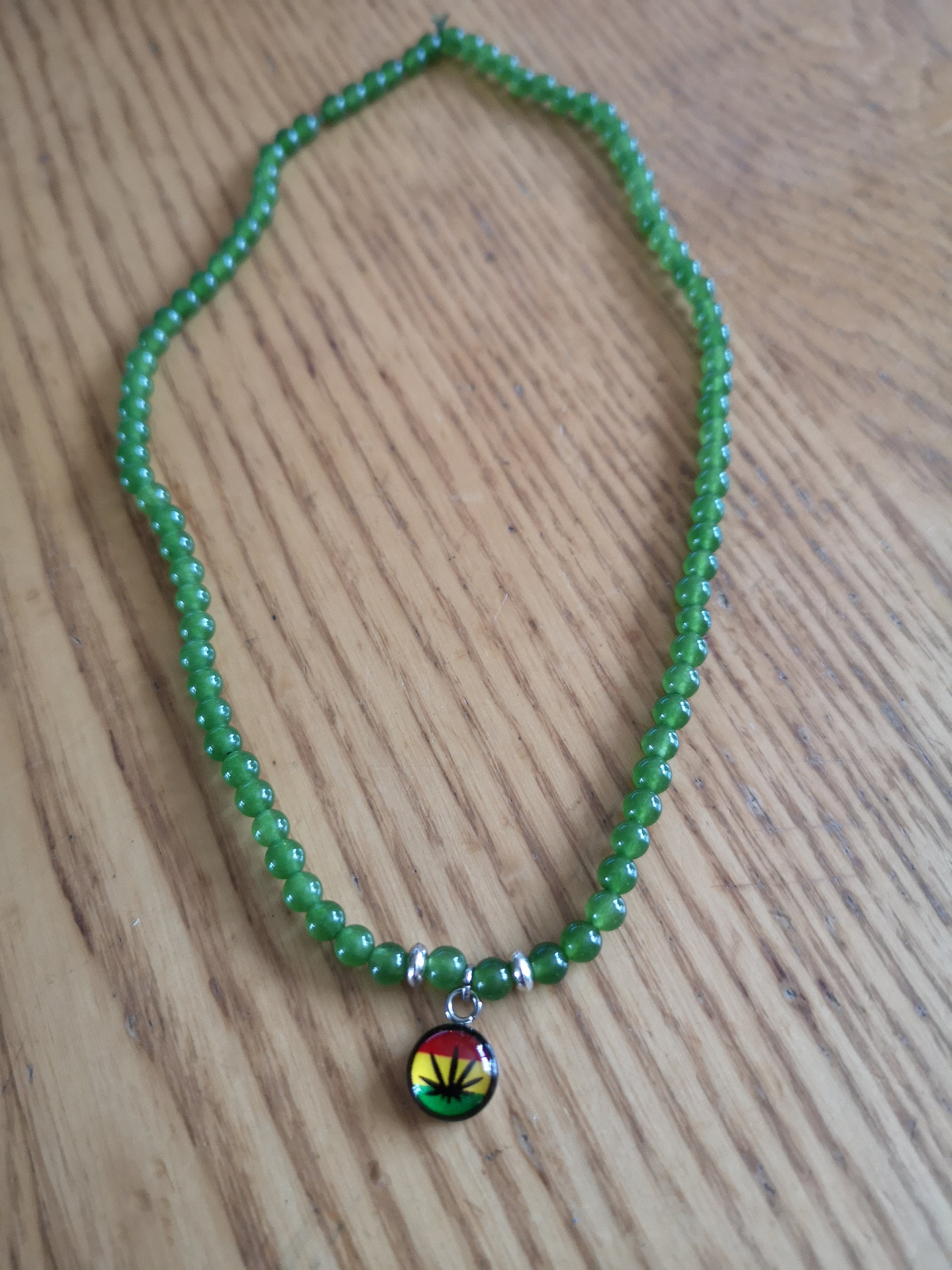 Unique Green Jade Beads With Rare Cannabis Leave Glass Pendant - Etsy ...