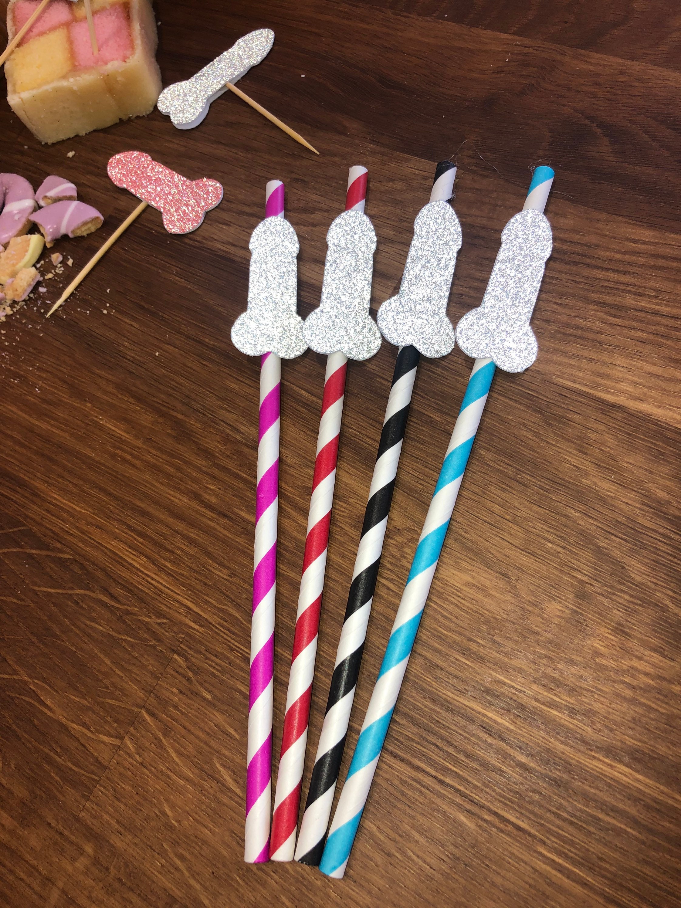 Glitter Willy Straws for hen parties and girls night | Etsy