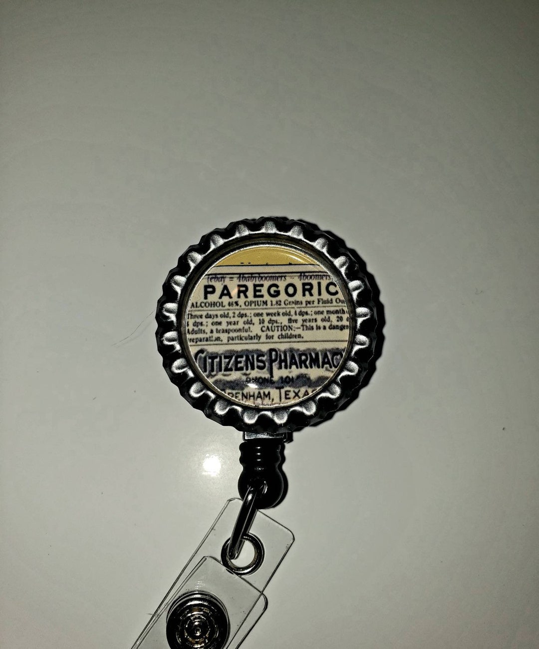 Paregoric badge holder retractable reel RN Nurse Anesthetist anesthesia ...