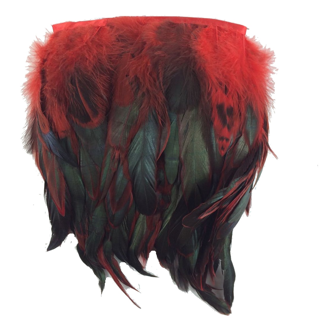 10yards/lot Red Coque Feather Trim Fringe Rooster Feather Trim - Etsy