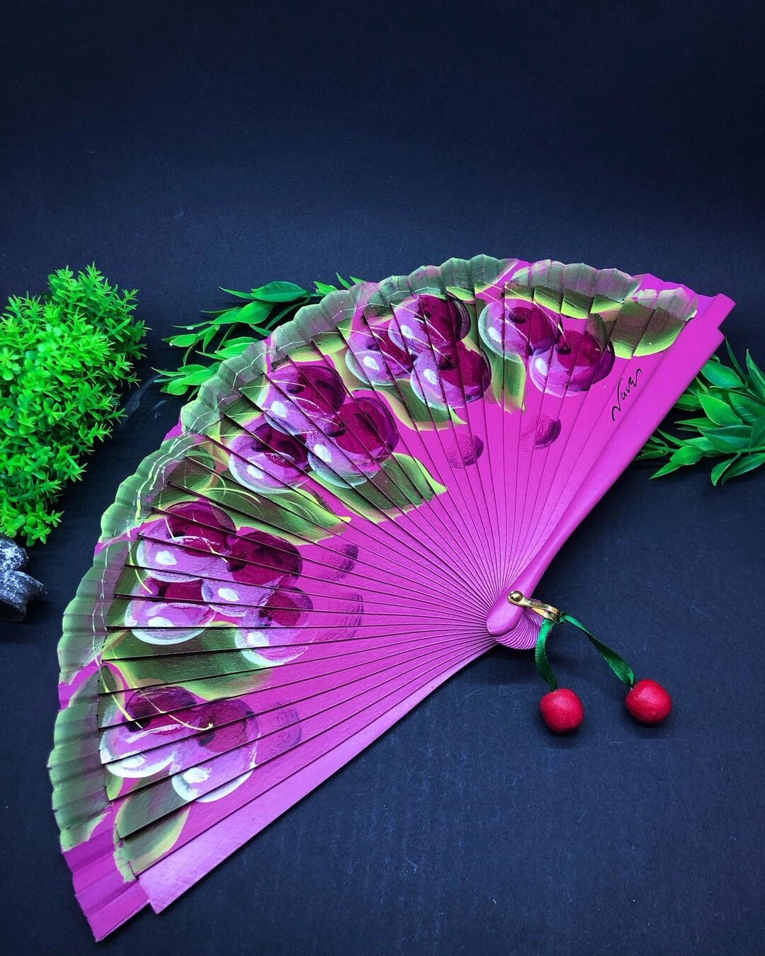 Vintage Wood Hand Fan, Spanish Fan, Red Hand Fan, Summer Supplément - Etsy