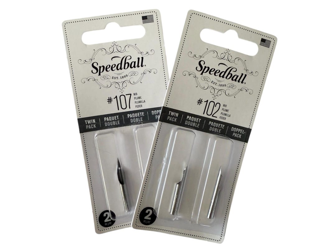 Speedball Crow Quill Pen Nibs – #102 and #107 Twin Packs, Perfect for ...