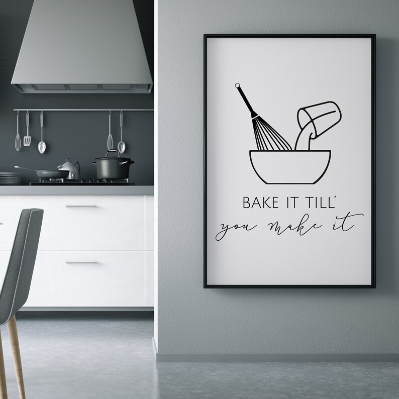 Bake Wall Art Framed Kitchen Art Bake It Till You Make It - Etsy