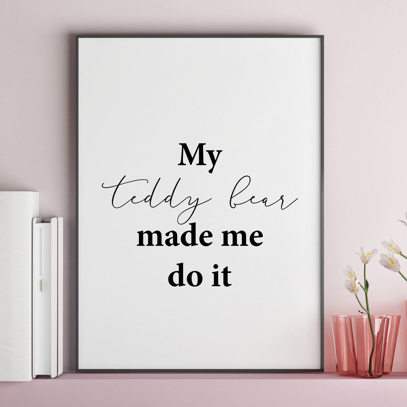 Teddy Bear Print Typography Print Nursery Framed Print - Etsy