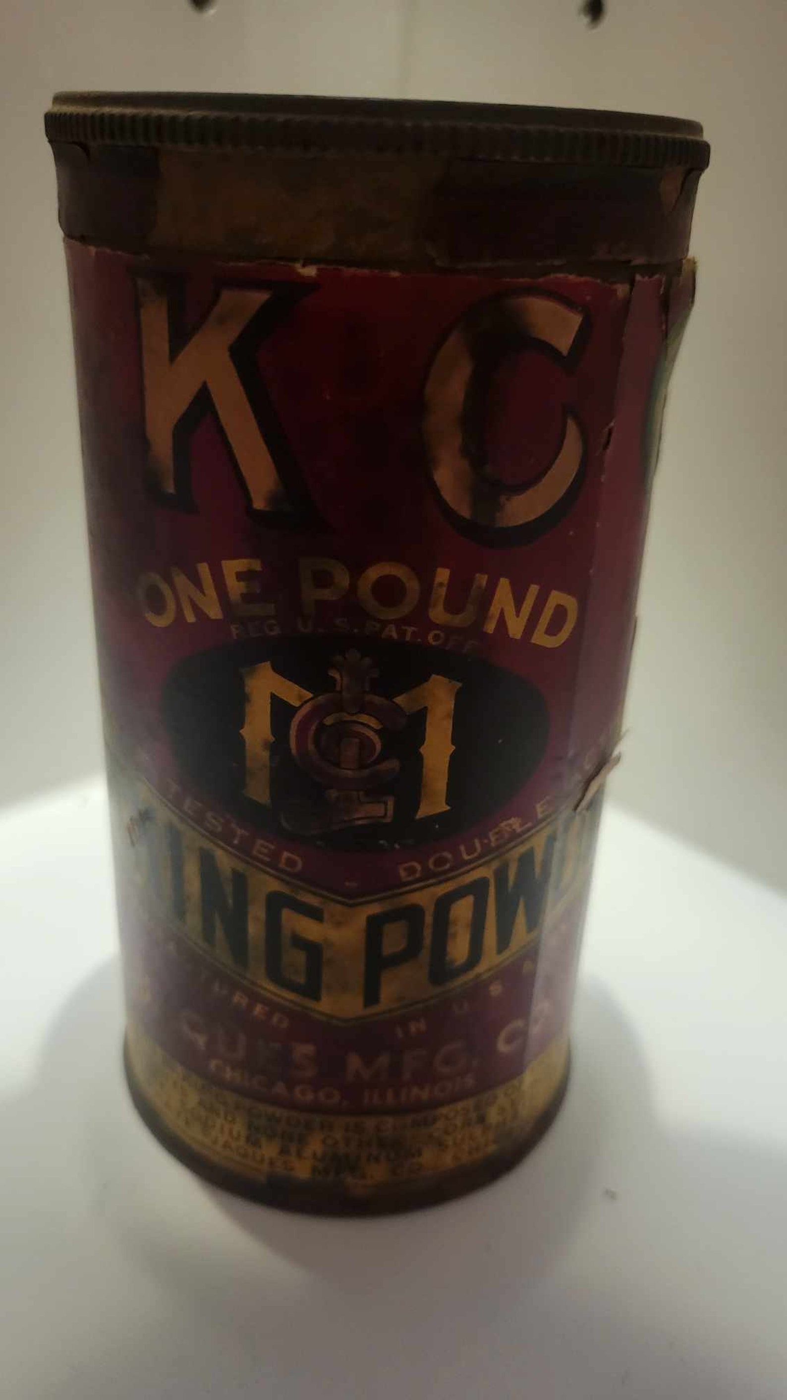 Antique KC Baking Powder Tin 1 Pound - Jacques Mfg Co.-chicago - Early ...