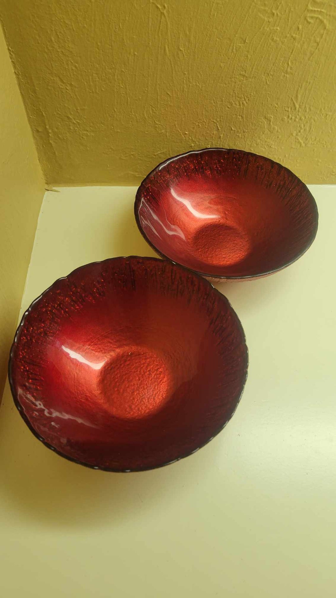 Ruby Red Glass Bowls - Set of 2 - Etsy