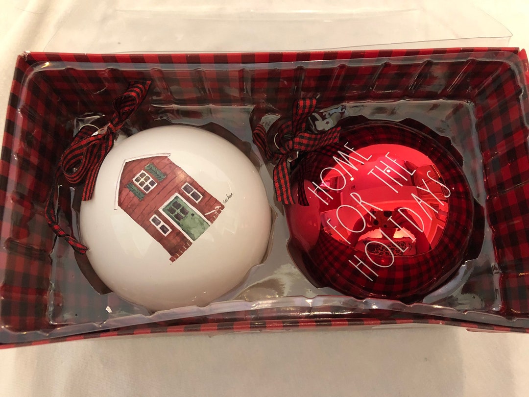 Rae Dunn Home for the Holidays Large Glass Ornaments Set of 2 NEW - Etsy