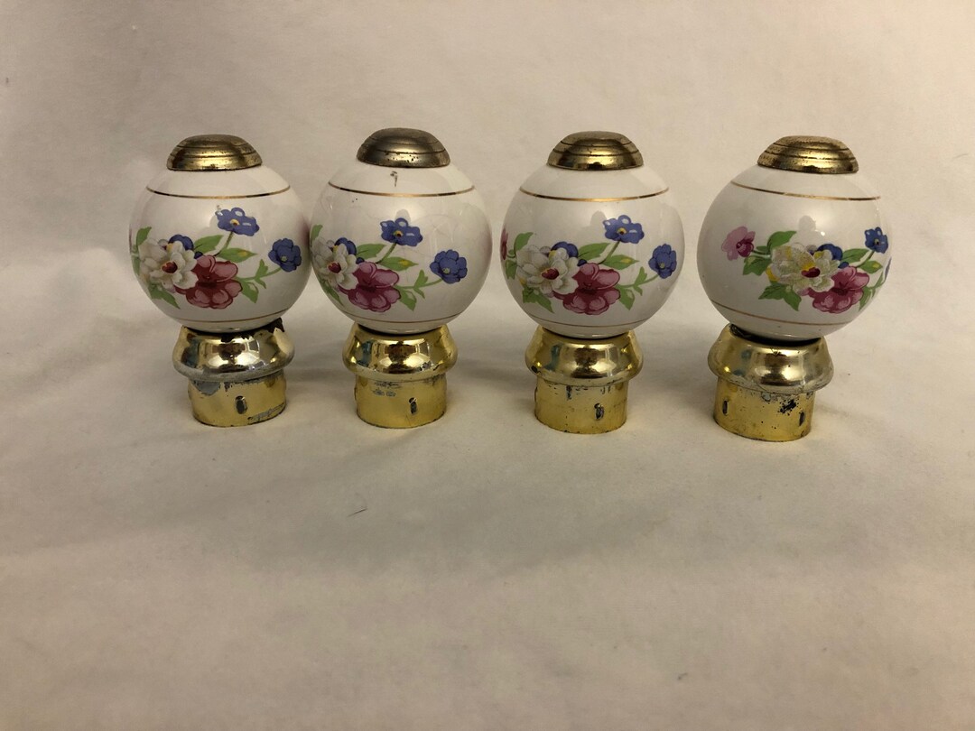 Vintage Ceramic Finials Bed Posts / Porcelain Door Knobs / Floral Door ...