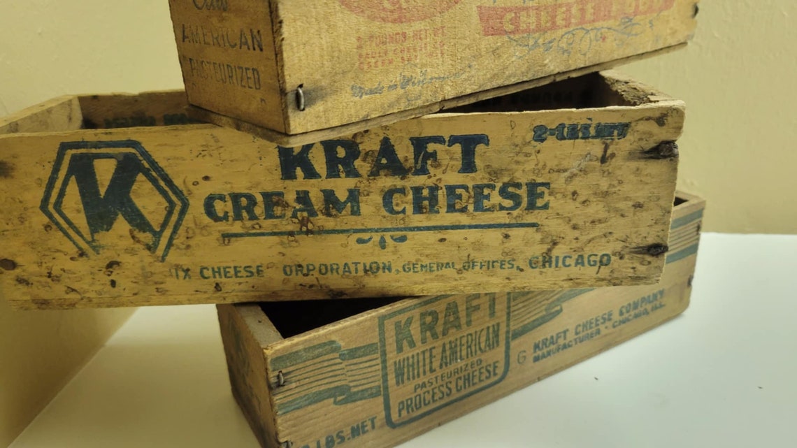 Antique Wood Crates/boxes Kraft White American Cheese, Kraft Cream ...