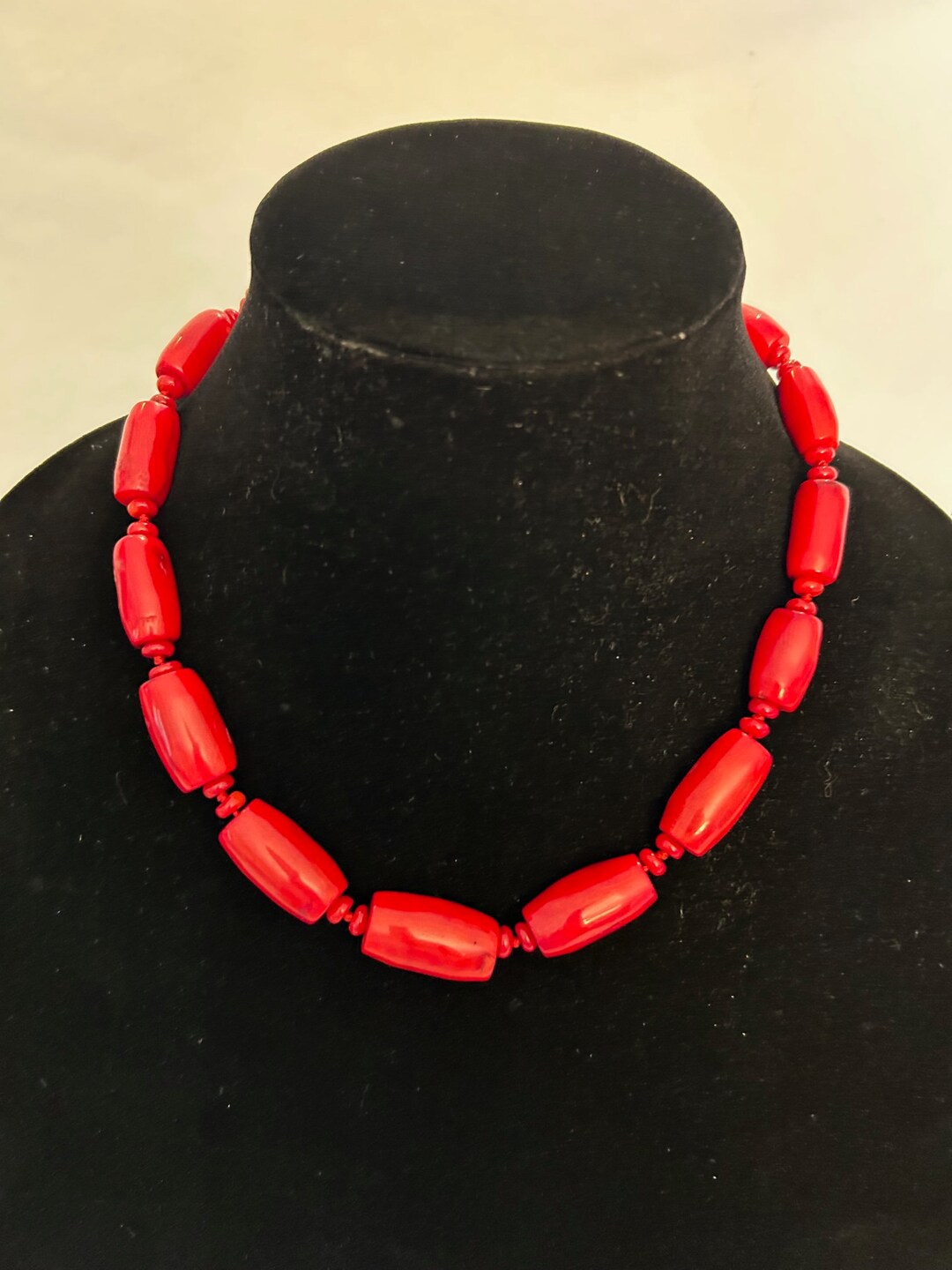 Red Beaded Necklace - Etsy