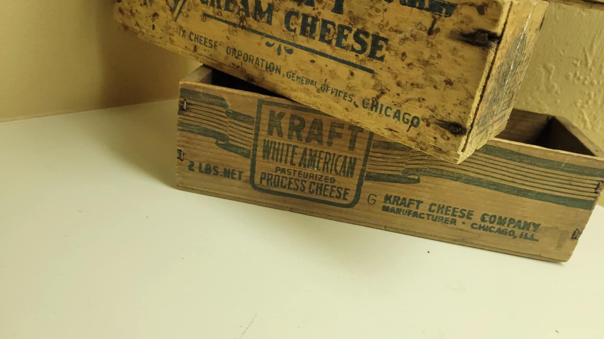 Antique Wood Crates/boxes - Kraft White American Cheese, Kraft Cream ...
