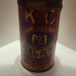 Antique KC Baking Powder Tin 1 Pound - Jacques Mfg Co.-chicago - Early ...
