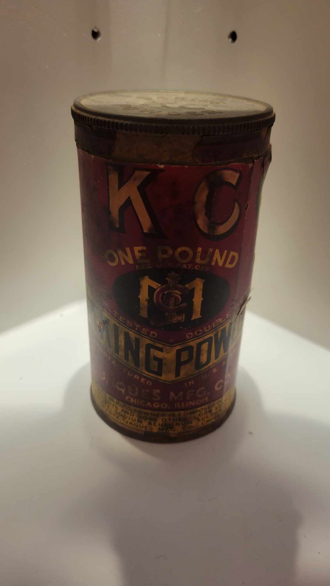 Antique KC Baking Powder Tin 1 Pound - Jacques Mfg Co.-chicago - Early ...