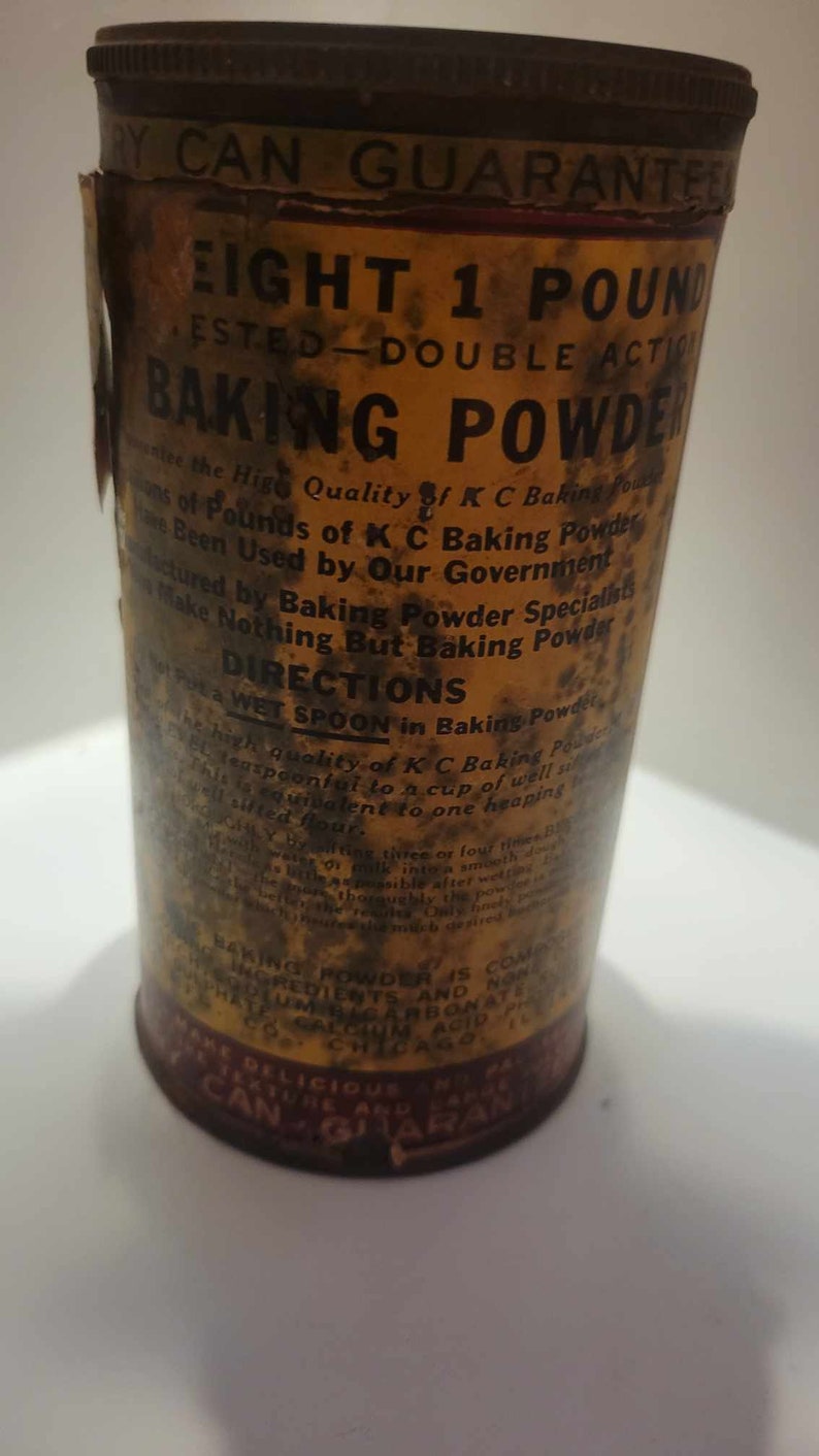 Antique KC Baking Powder Tin 1 Pound - Jacques Mfg Co.-chicago - Early ...