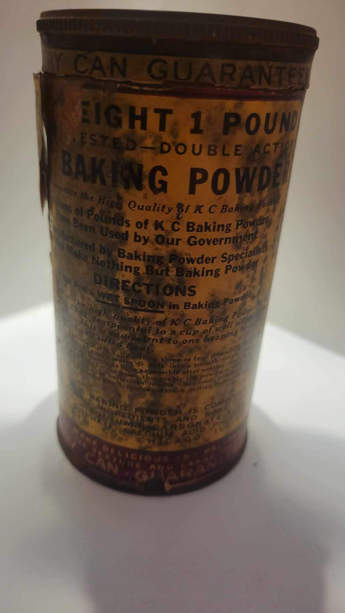 Antique KC Baking Powder Tin 1 Pound - Jacques Mfg Co.-chicago - Early ...