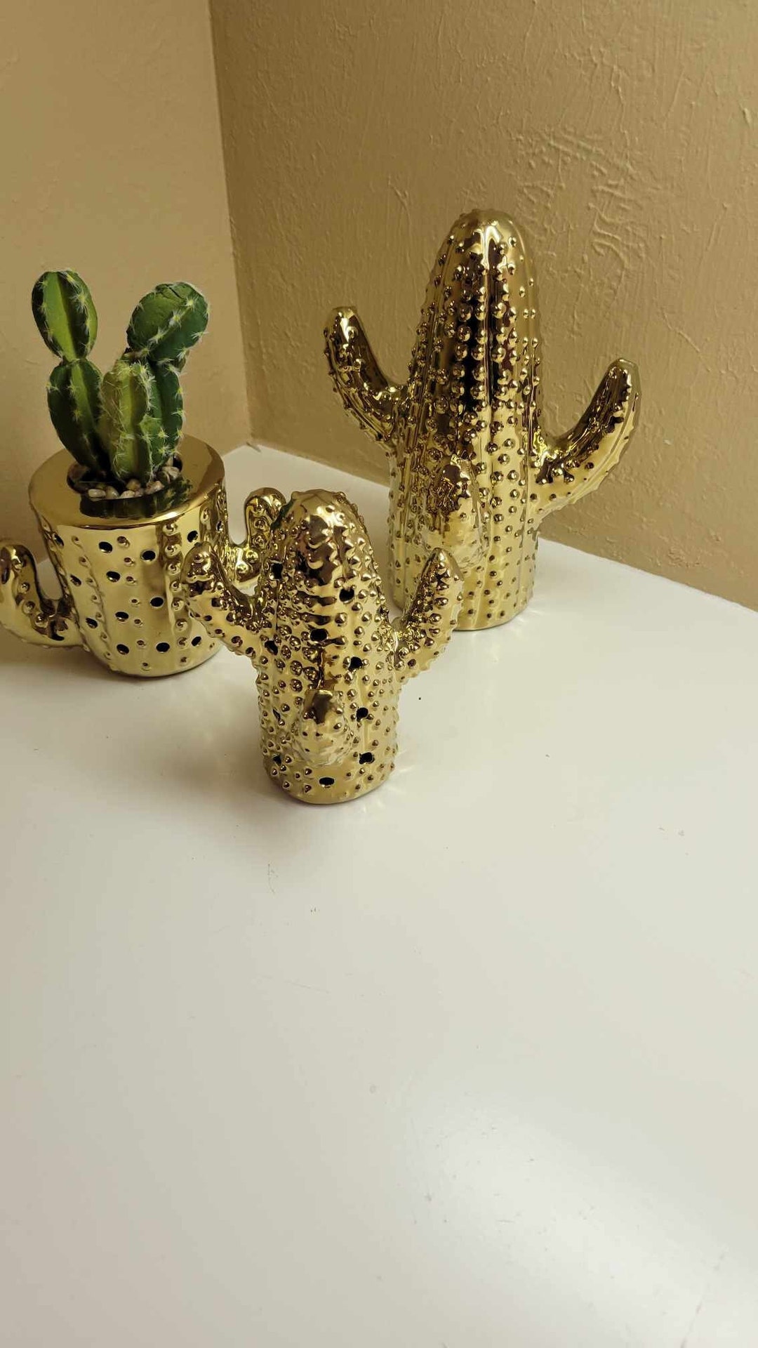 Gold Ceramic Cactus Potpourri Sachet Holders - Set of 3 - Etsy
