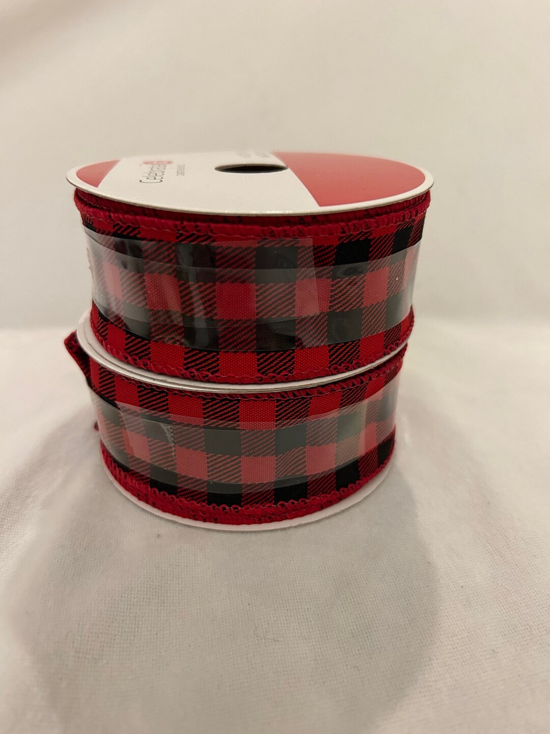 Red & Black Buffalo Check Wired Ribbon 1-1/2 Inch 30 Feet NEW 2 Rolls ...