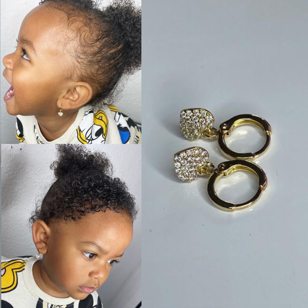 Set of Silver Kids Crystal Small Hoop Earrings, Hoop Stud Earrings ...