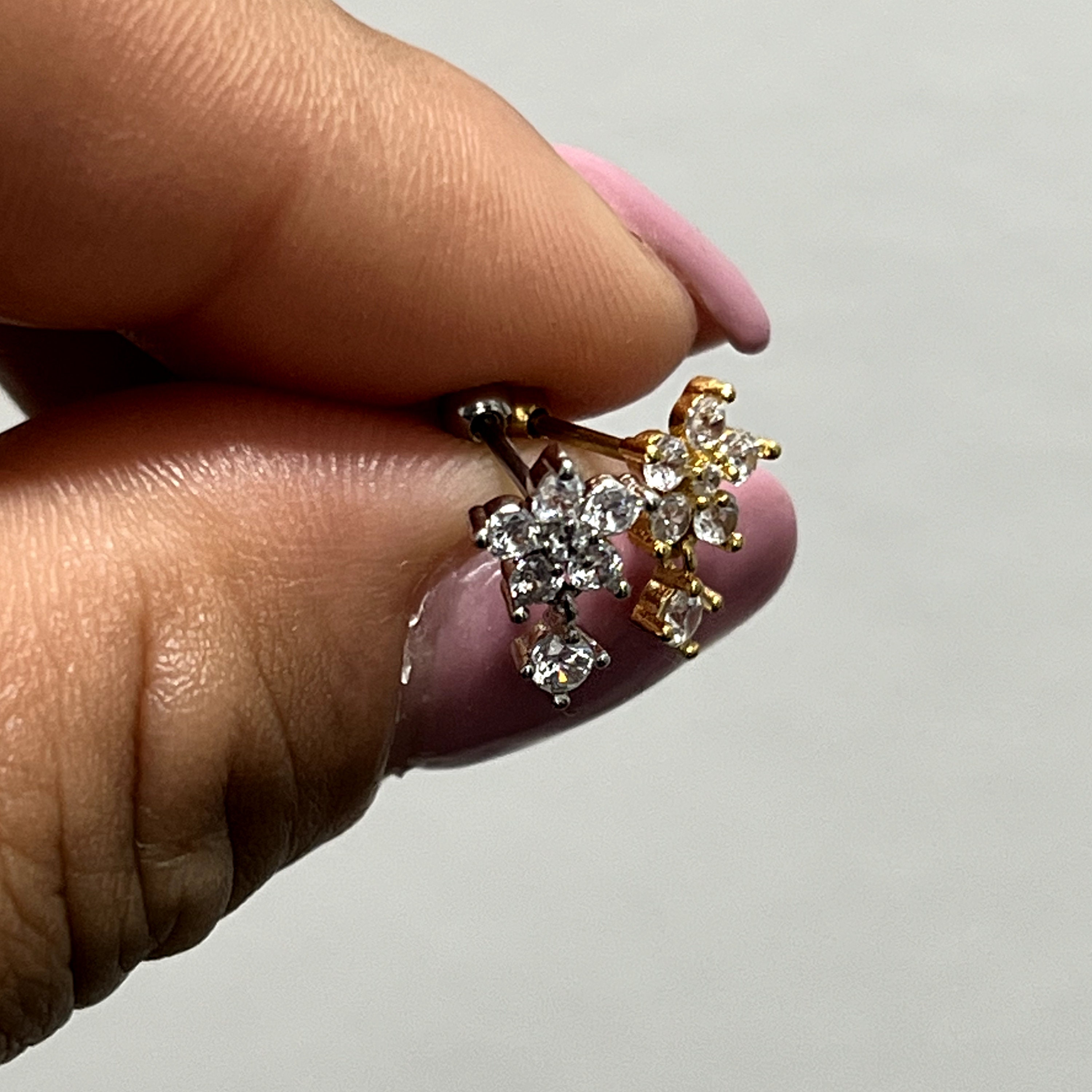 Dainty Flower Dangle Nose Stud, 20 Gauge - Etsy