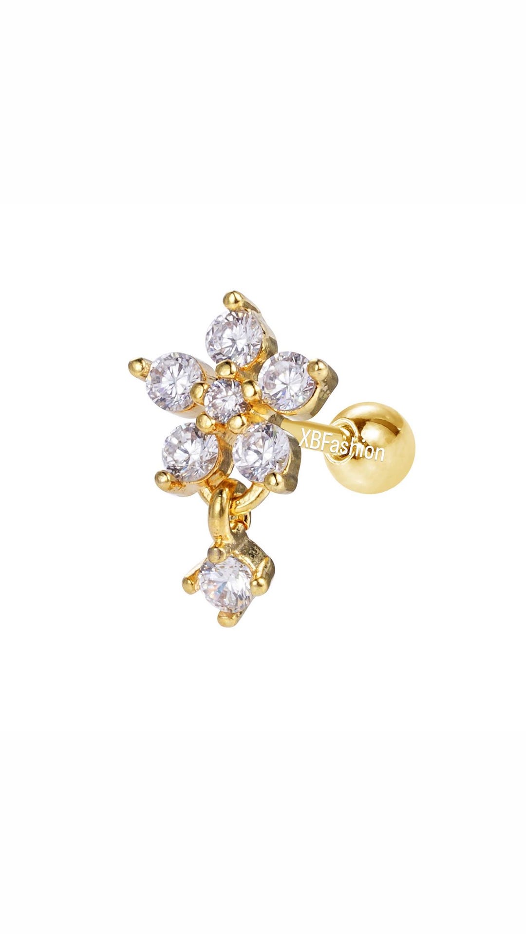 Dainty Flower Dangle Nose Stud, 20 Gauge - Etsy