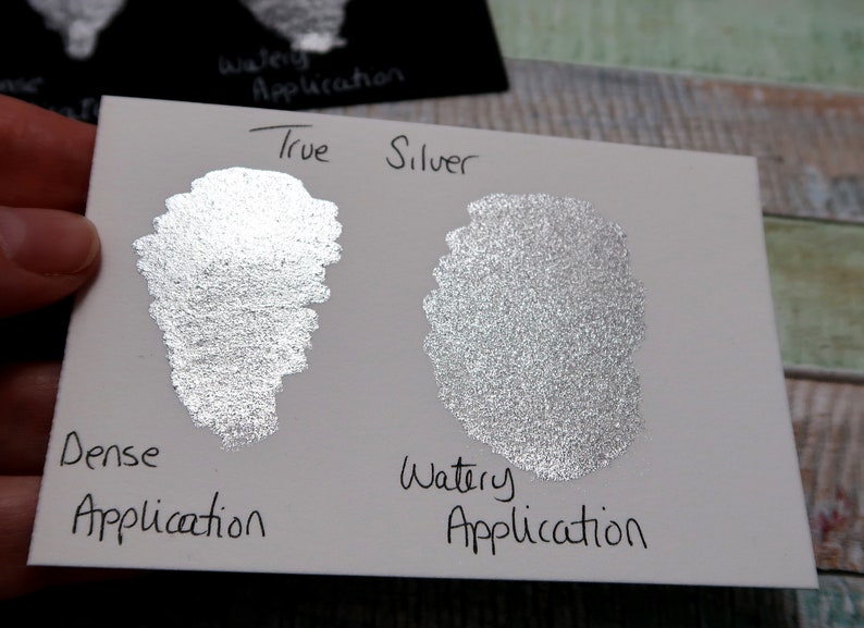 True Silver - Handmade Watercolors - Metallic Glitter Paints - Half Pan ...