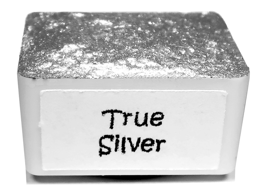 True Silver - Handmade Watercolors - Metallic Glitter Paints - Half Pan ...