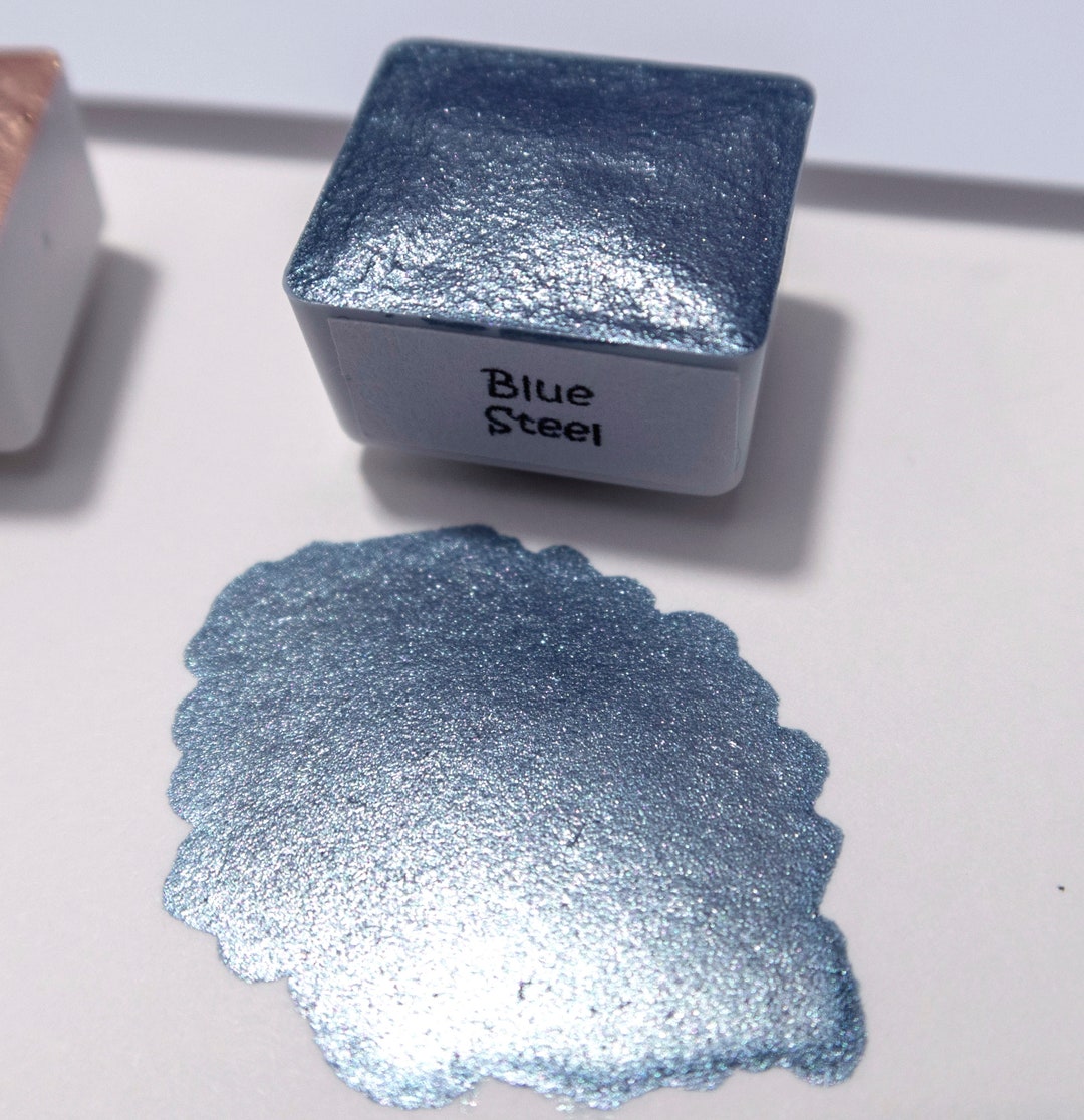 Blue Steel Metallic Watercolor Paint - Handmade Watercolors - Metallic ...
