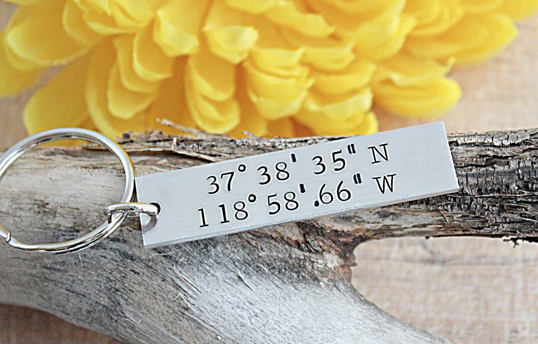 Personalized Coordinate Keychain Long Distance Couples Gift Custom ...