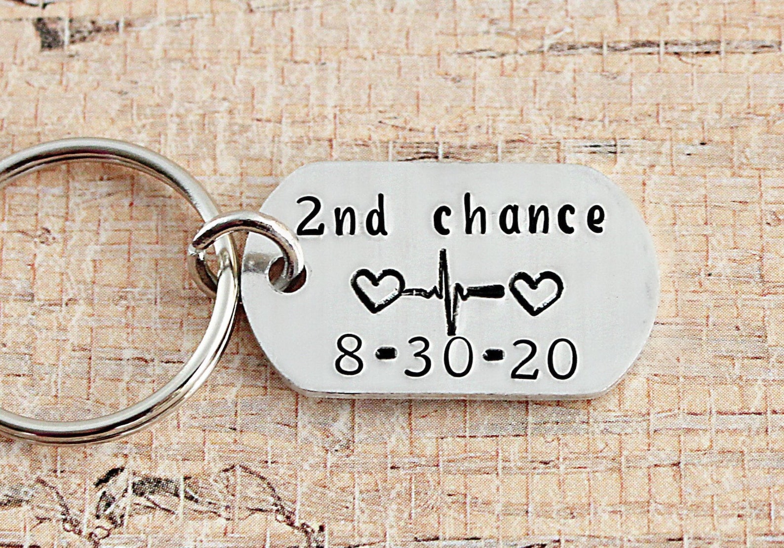 Hand Stamped Heartbeat Keychain – 2nd Chance, Heart Survivor Gift - Etsy