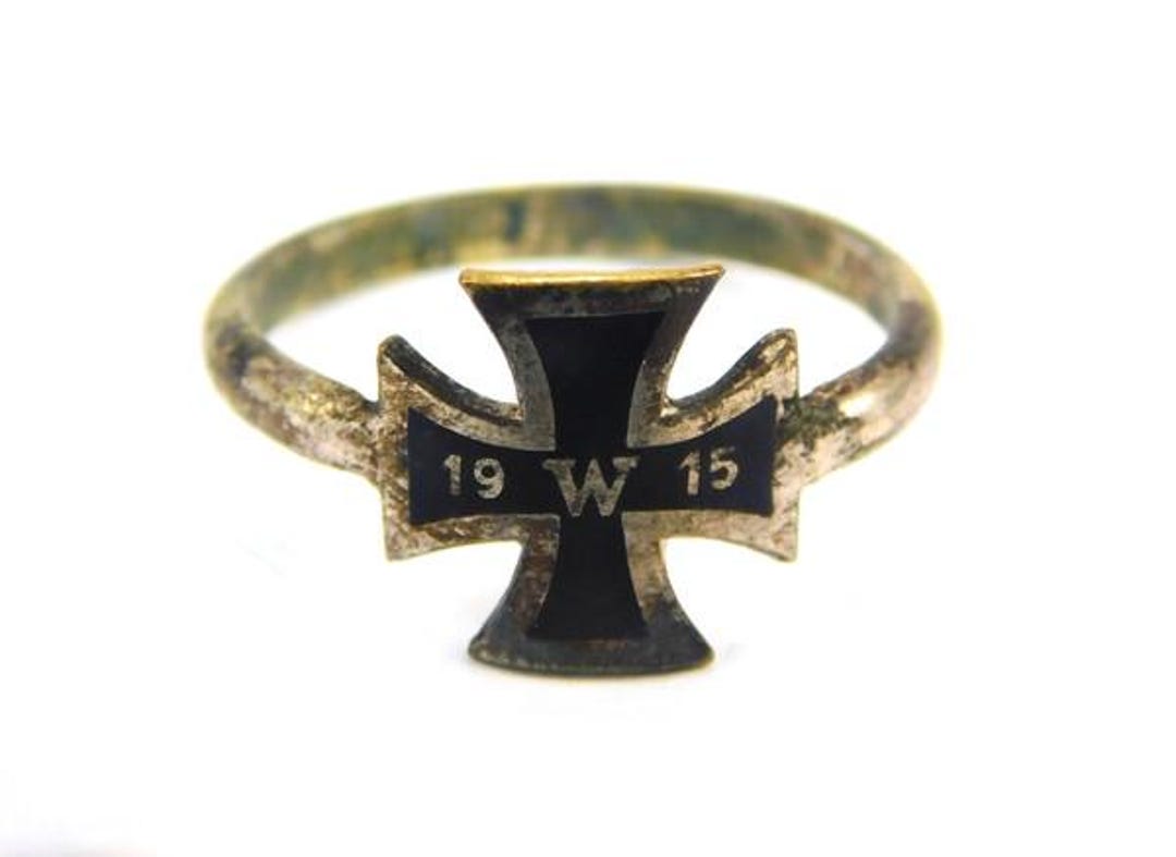 German Germany Antique Old WW1 Patriotic Ring Jewelry Iron Cross 1915 C ...