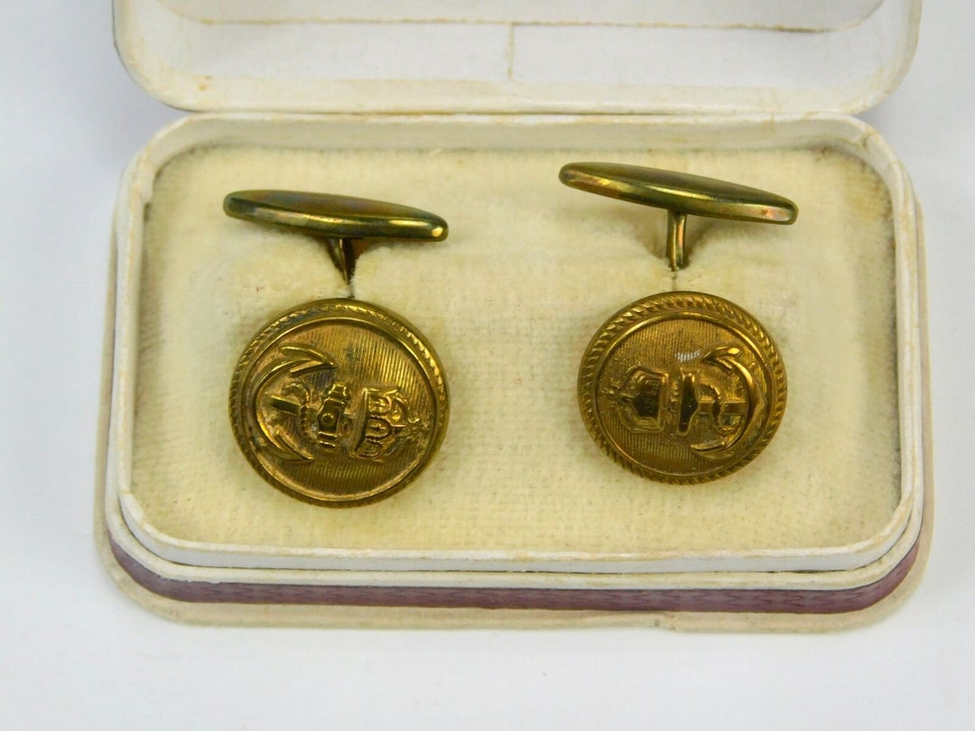 German Germany Antique WW1 Navy Naval Officer's Cufflinks W/ Box ...