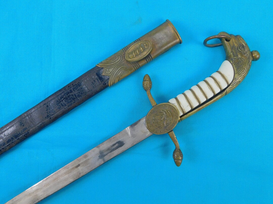 Mexican Mexico WW2 Officer's Eagle Head Dagger Short Sword W/ Scabbard ...