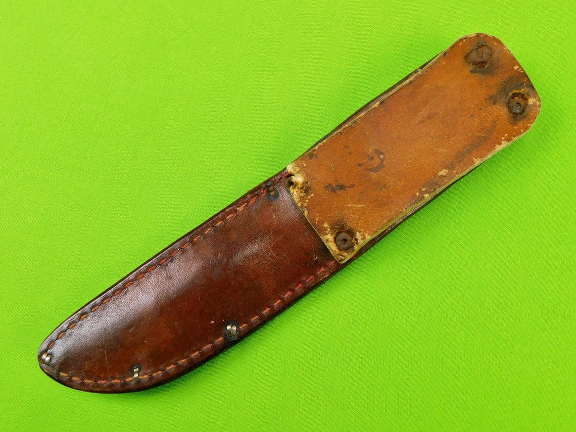 Vintage Ka-bar KABAR Leather Sheath Scabbard for Small Hunting Knife ...