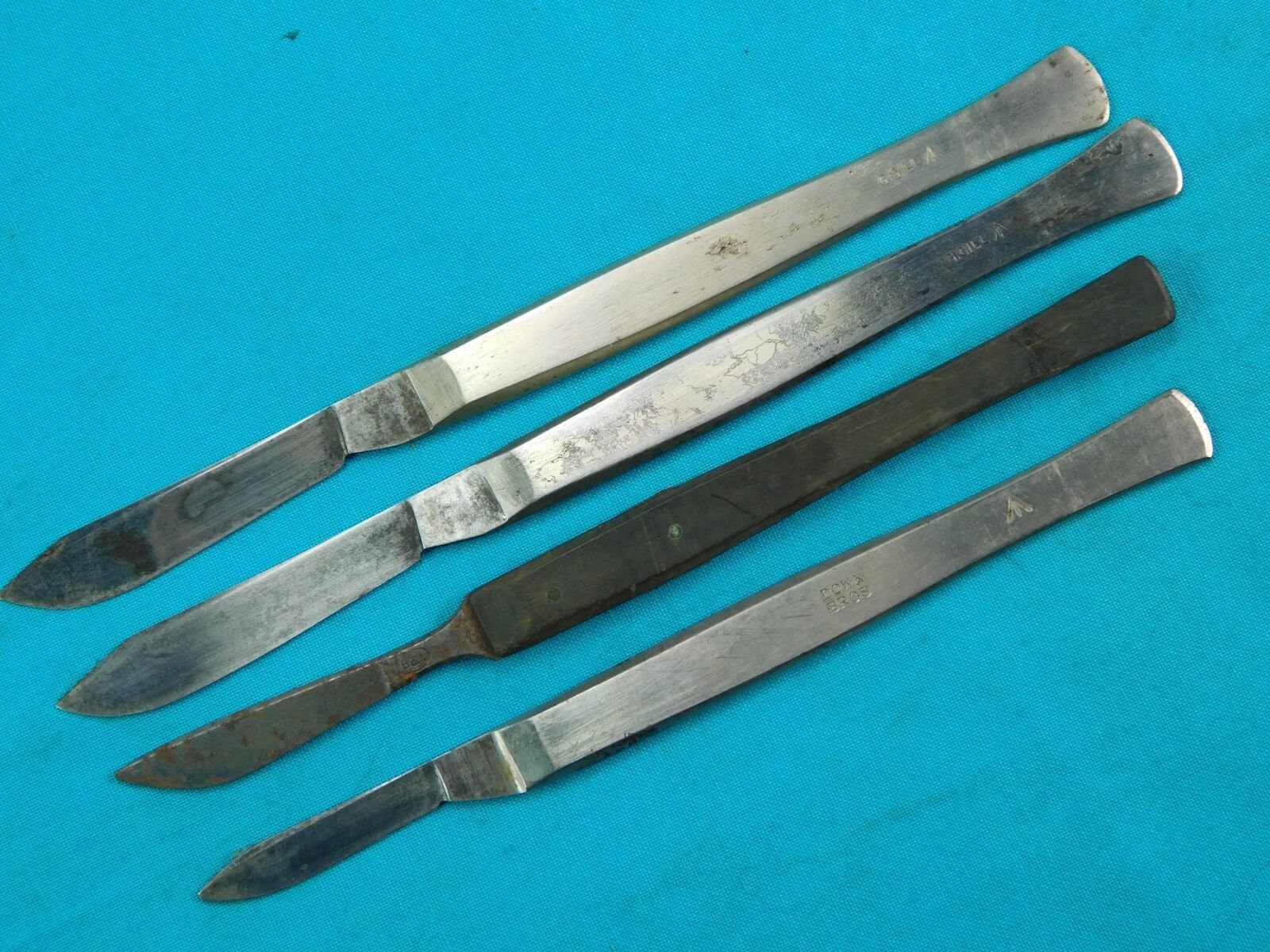 British English Antique WW1 Field Surgeon 4 Scalpel Knife Set W/ Box ...