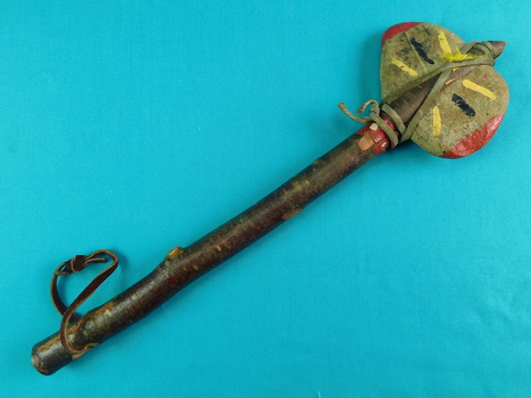 Antique Vintage Old Native American Indian Stone Head War Club Axe ...