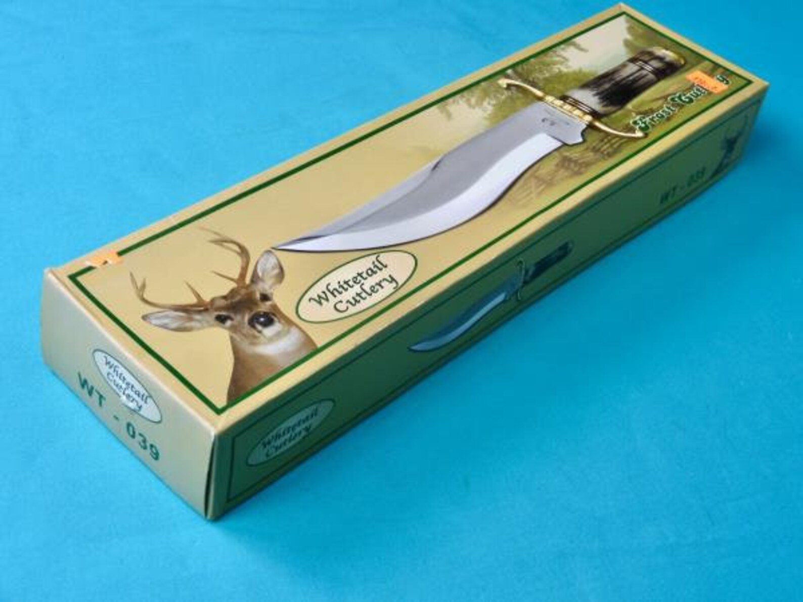 Whitetail Frost Cutlery Bowie Stag Handle Hunting Knife W/ Sheath Box ...