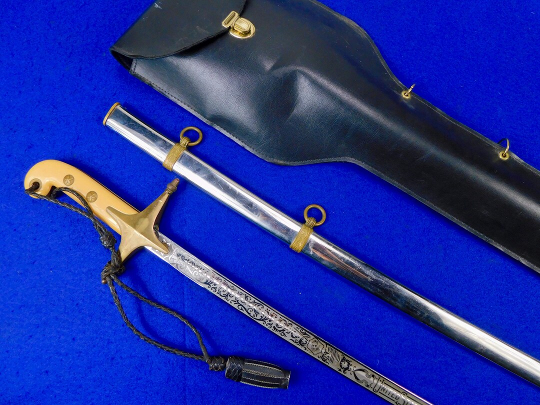 Vintage US German Made USMC Marine Officer's Engraved Sword W Scabbard ...